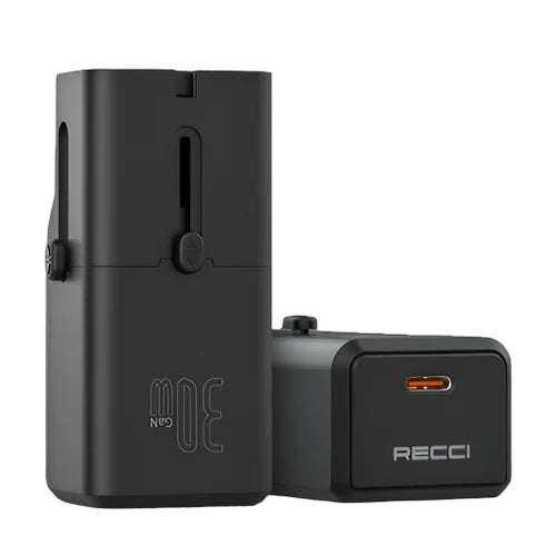 Recci Universal GaN 30W Charger With Mini Volume And Folding Storage R