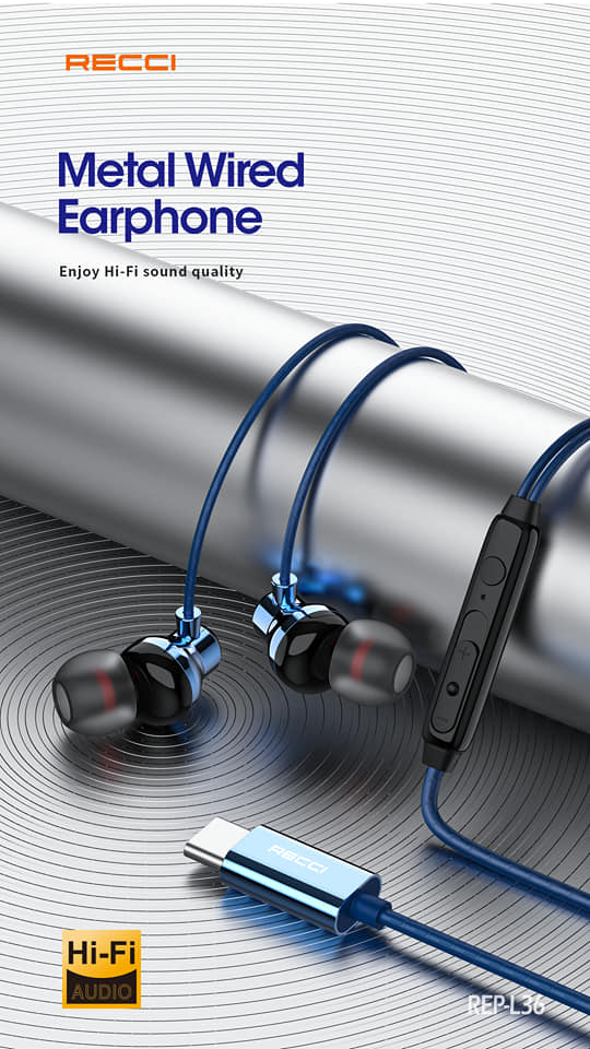 Recci WIRED EARPHONE Blue REP-L36